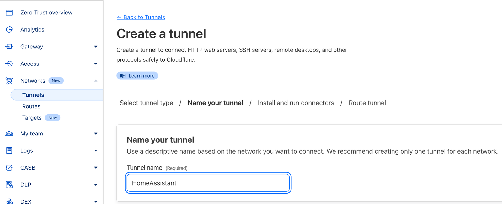Configure CloudFlare Tunnel for Home Assistant